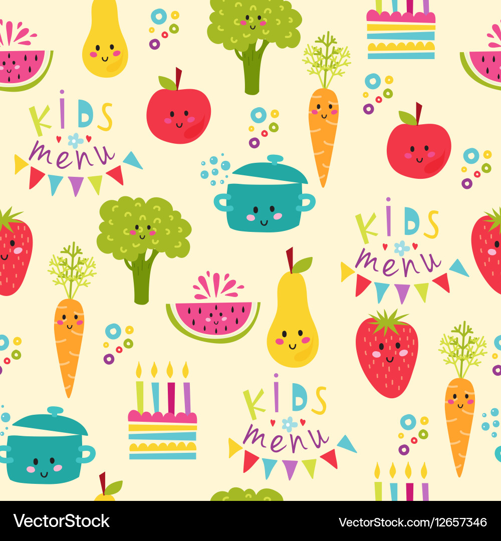 Kids food menu background Royalty Free Vector Image