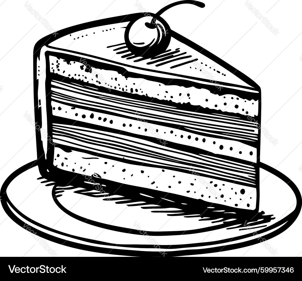 Layered Cake with Cherry – Royalty-Free Vector | VectorStock