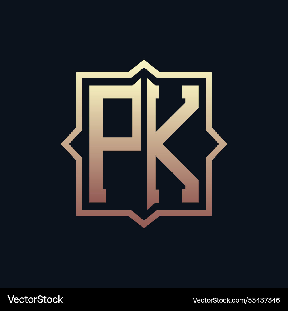 Luxury initial pk monogram logo design elegant Vector Image