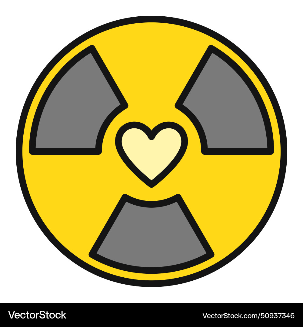 Radiation symbol with heart radioactive colored Vector Image