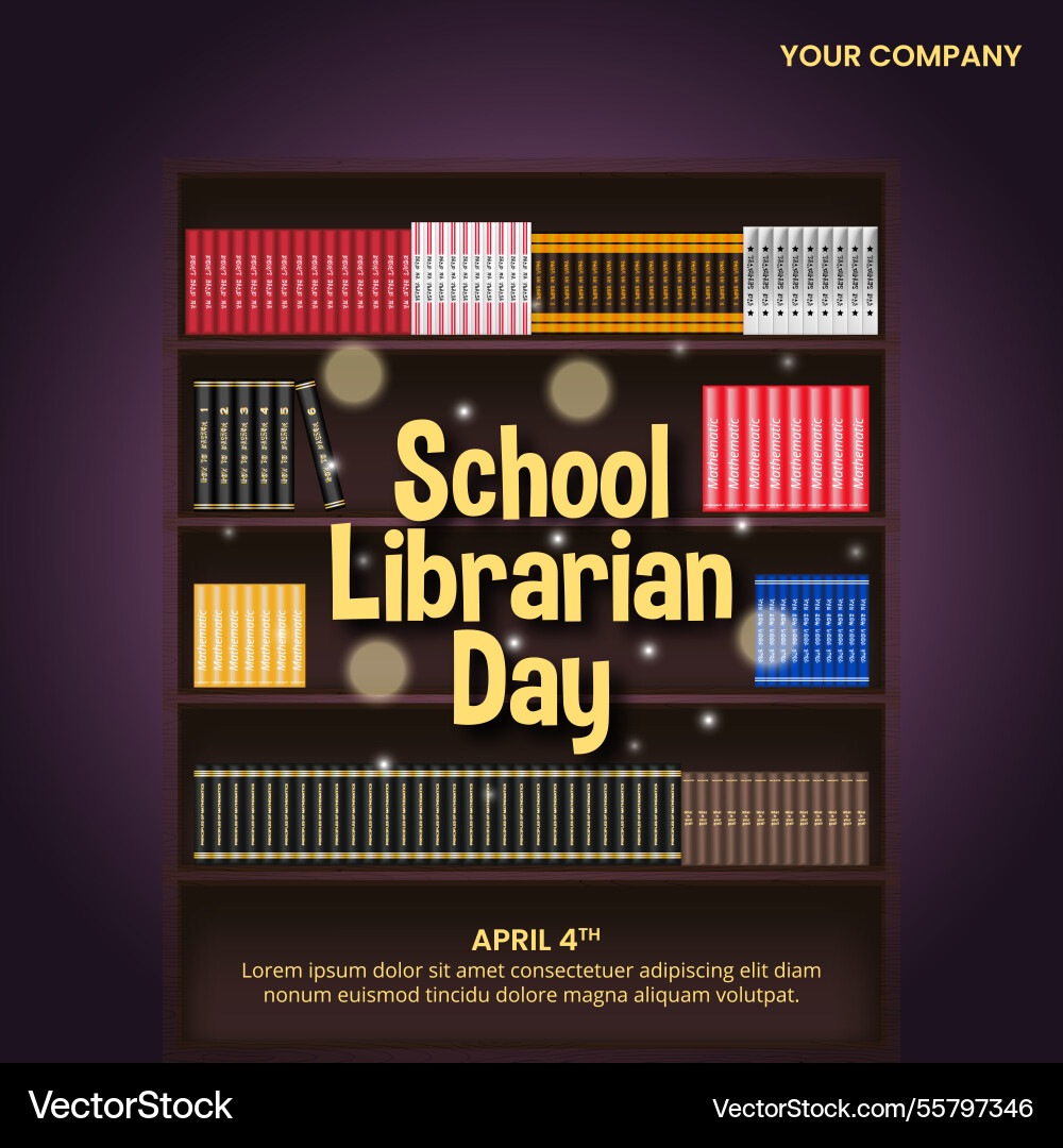 School librarian day design with books in a shelf Vector Image