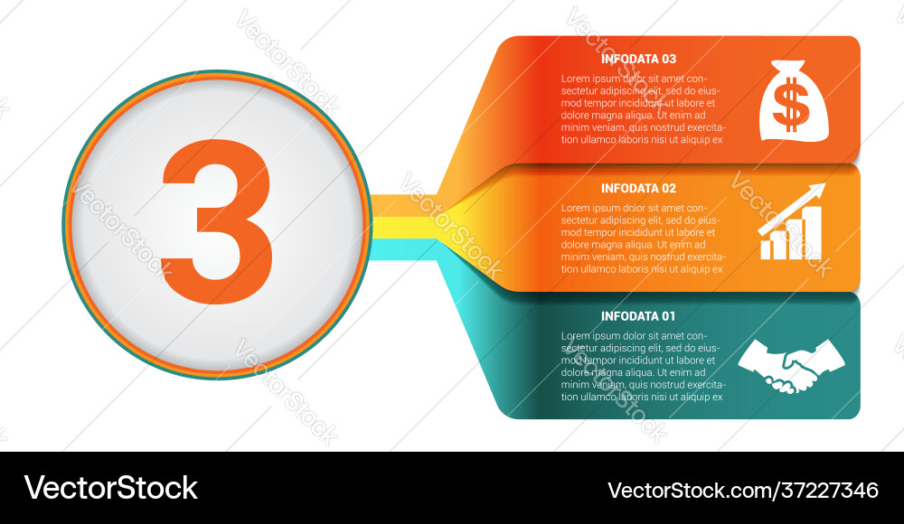 Template infographics 3 positions colourful Vector Image