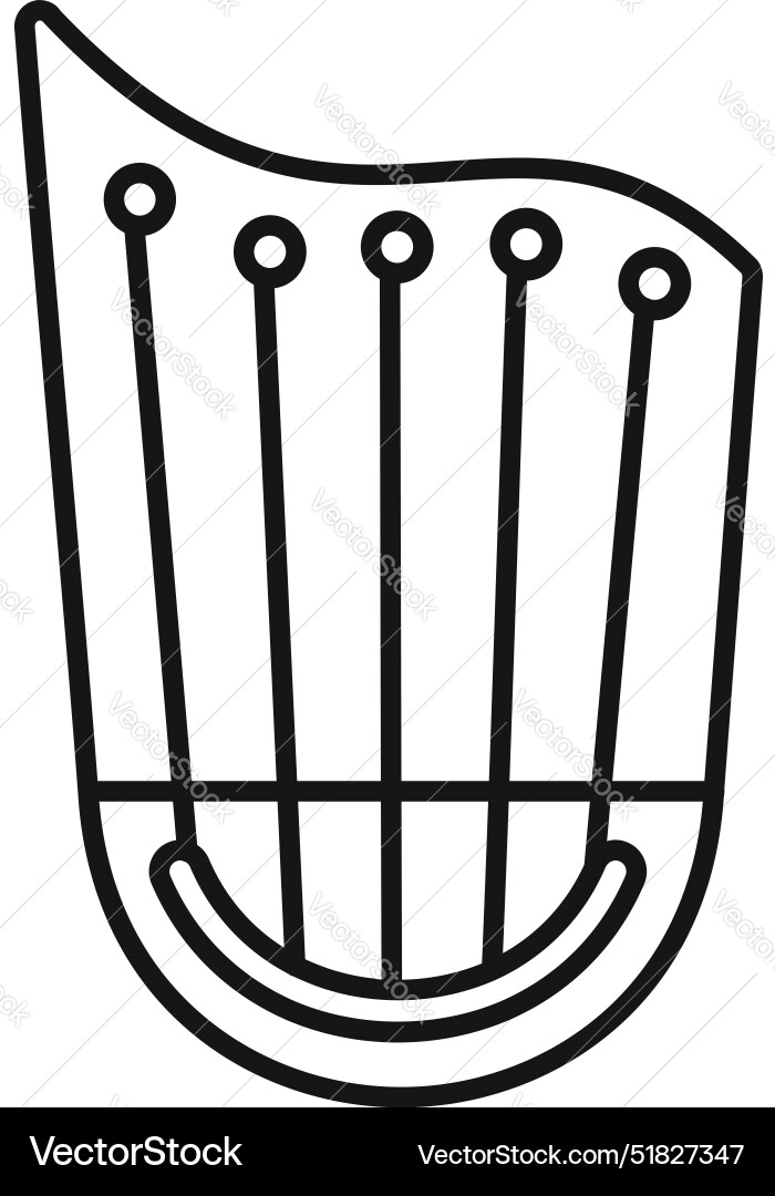 Ancient harp musical instrument with strings for Vector Image