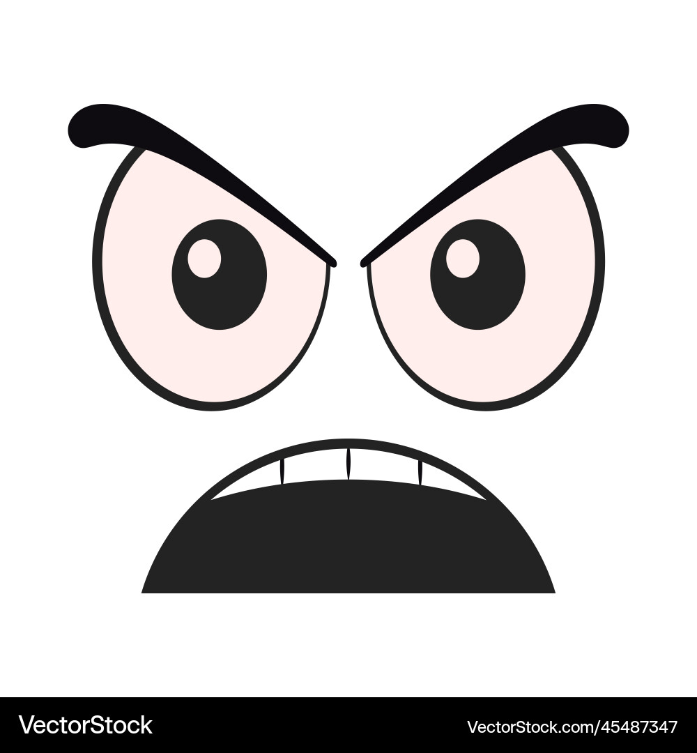 Cartoon angry face expression Royalty Free Vector Image