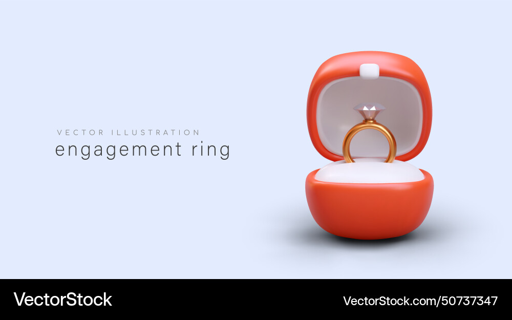 Engagement ring with precious stone in open box Vector Image