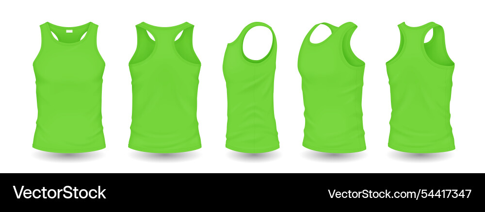 Green men tank tops with design template set Vector Image