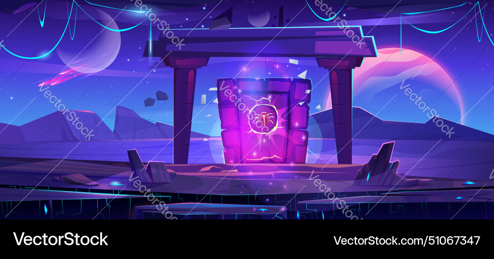Magic portal on alien planet Royalty Free Vector Image