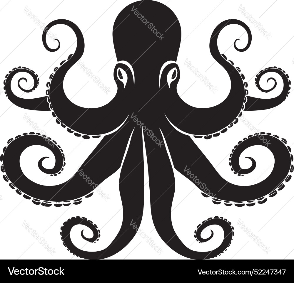 Majestic maritime black iconic octopus logos 90 Vector Image