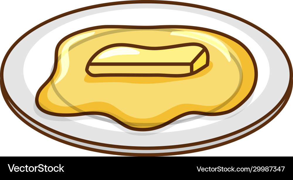 Melted butter on round plate Royalty Free Vector Image