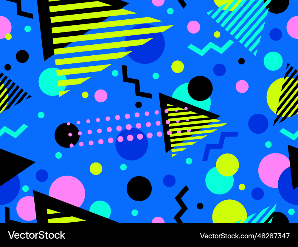 Memphis seamless pattern with geometric shapes Vector Image