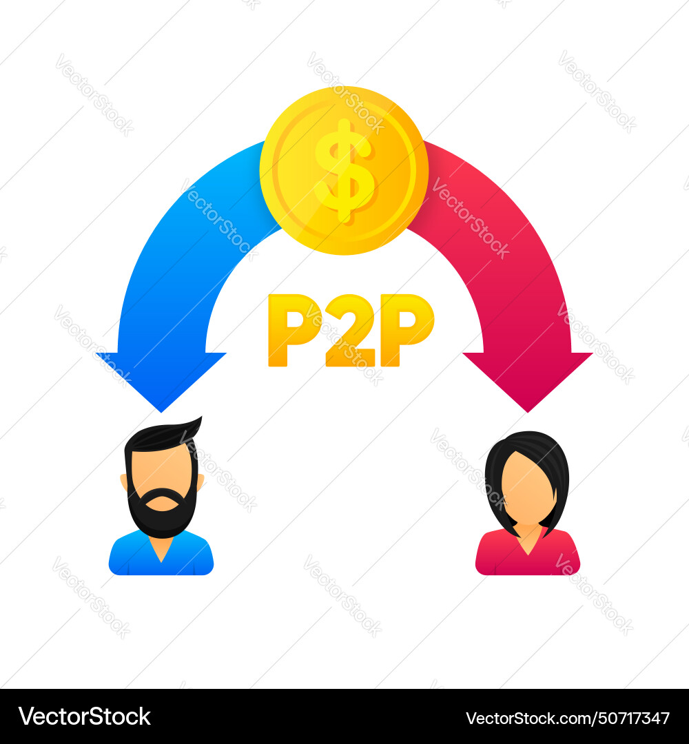 Peer to trading p2p lending cryptocurrency Vector Image