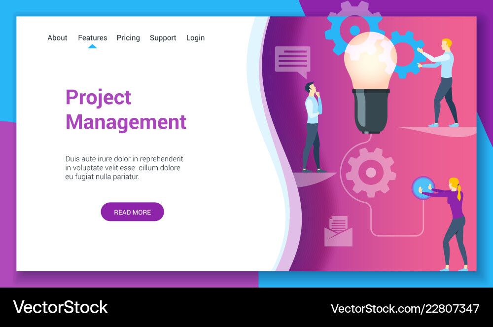 Project Management Landing Page Template Vector Image