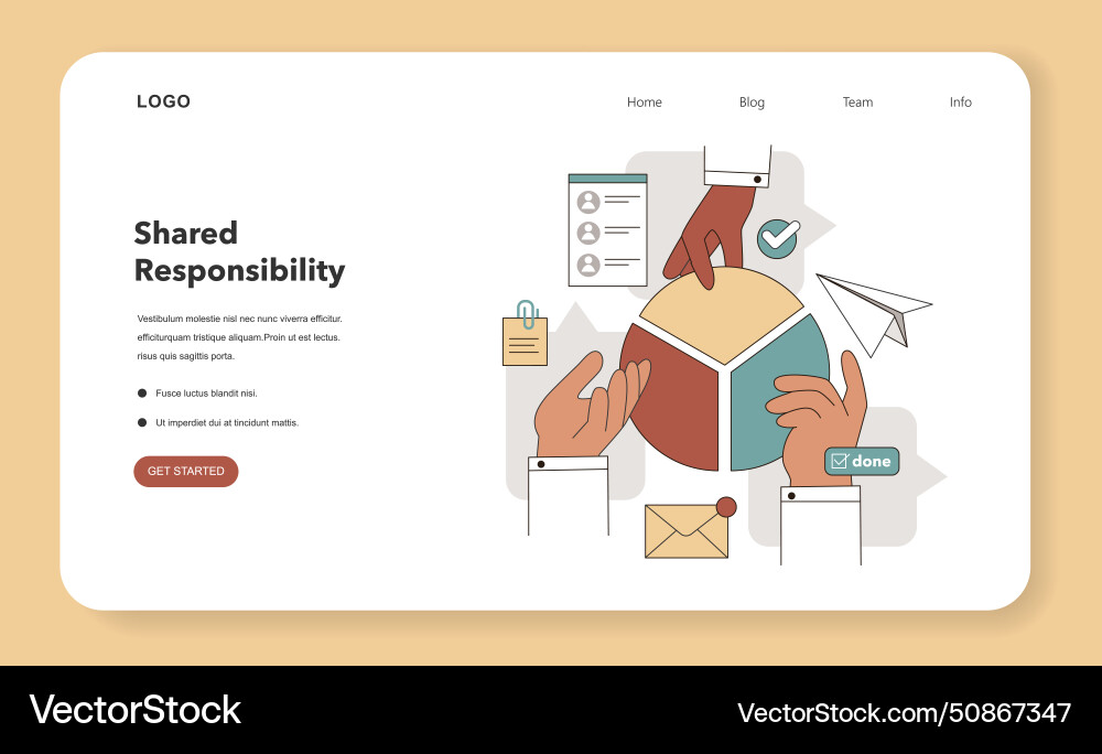 Shared responsibility in task delegation concept Vector Image