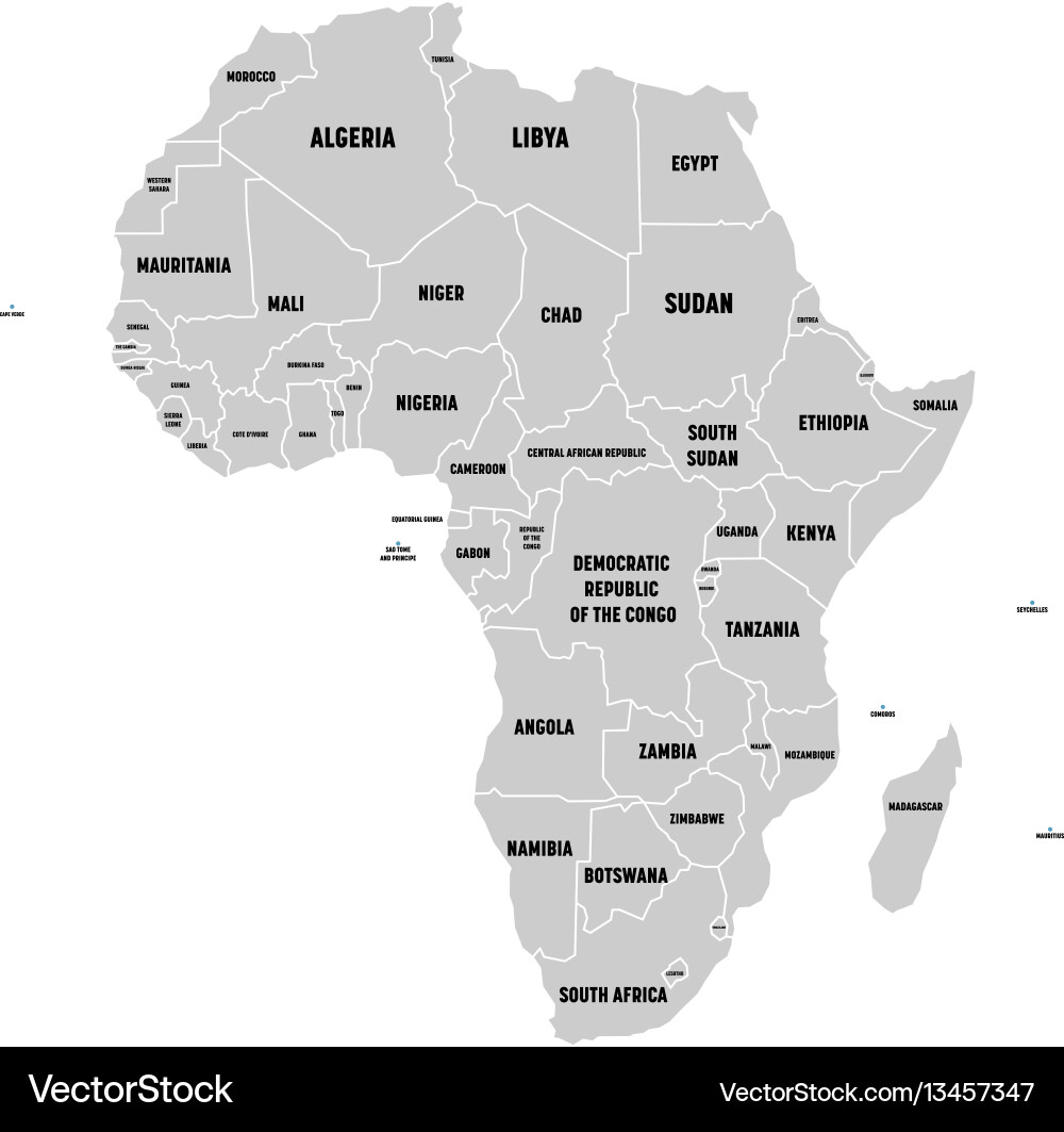 Simple flat grey map africa continent Royalty Free Vector