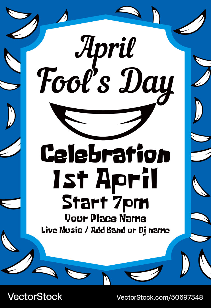April fools day party flyer poster design Vector Image