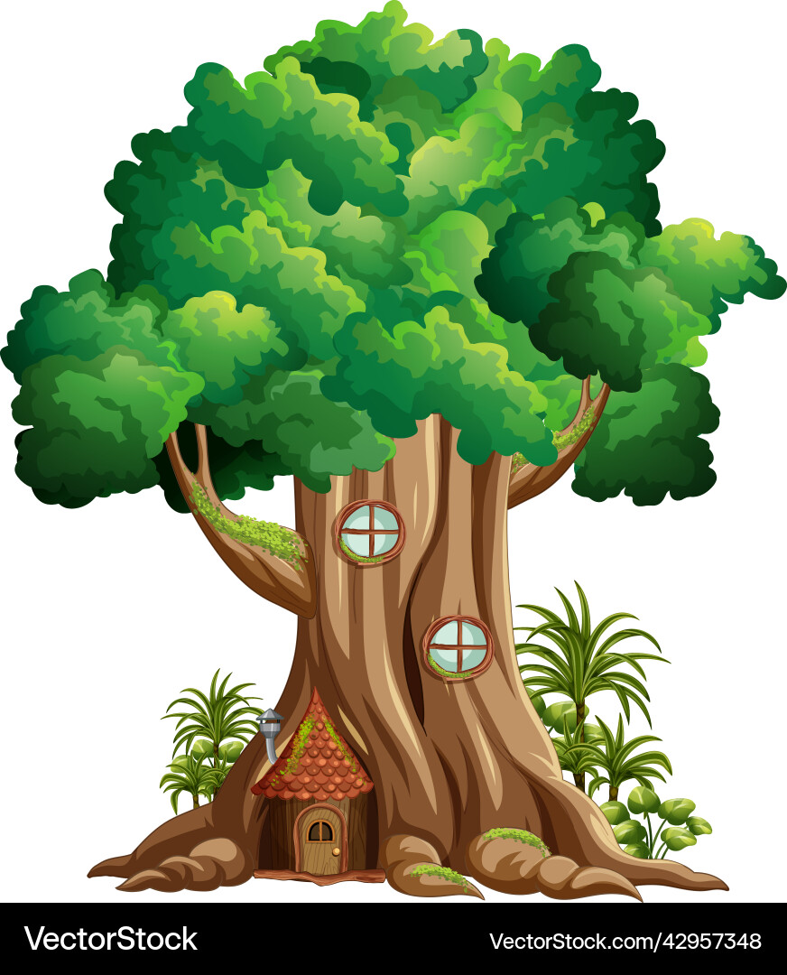 Big tree isolated cartoon Royalty Free Vector Image