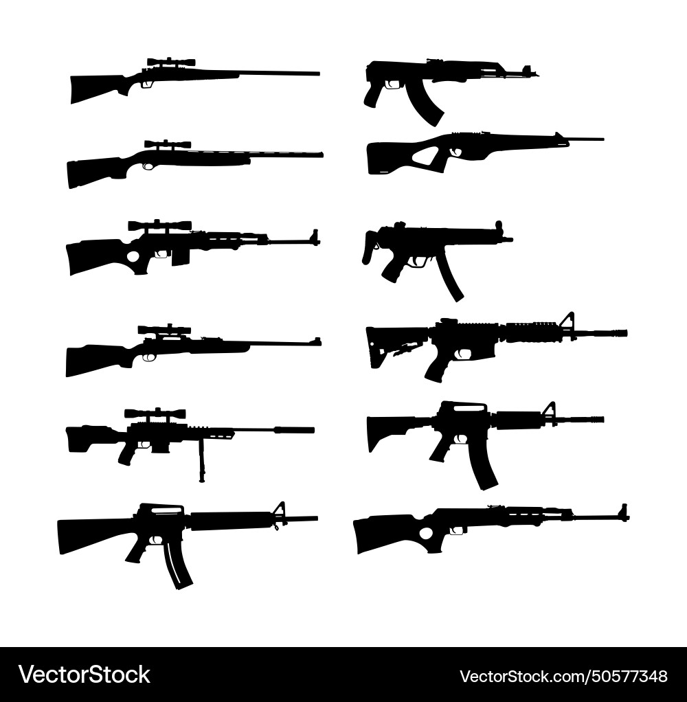 Collection of rifle silhouette Royalty Free Vector Image