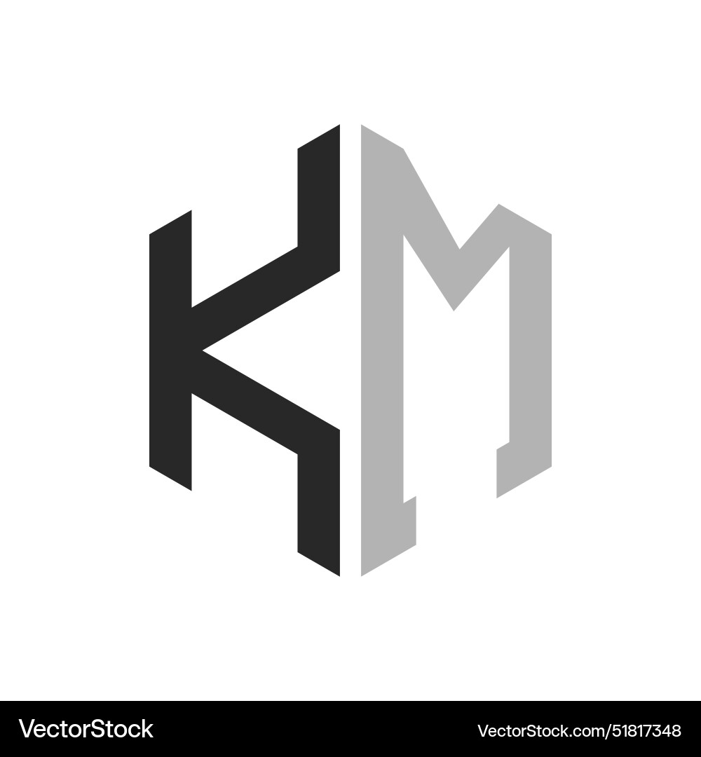 Modern unique hexagon letter km logo design Vector Image