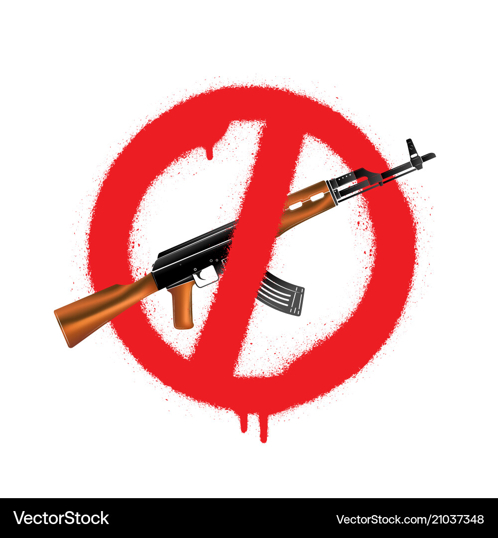Sign no weapon kalashnikov assault rifle Vector Image