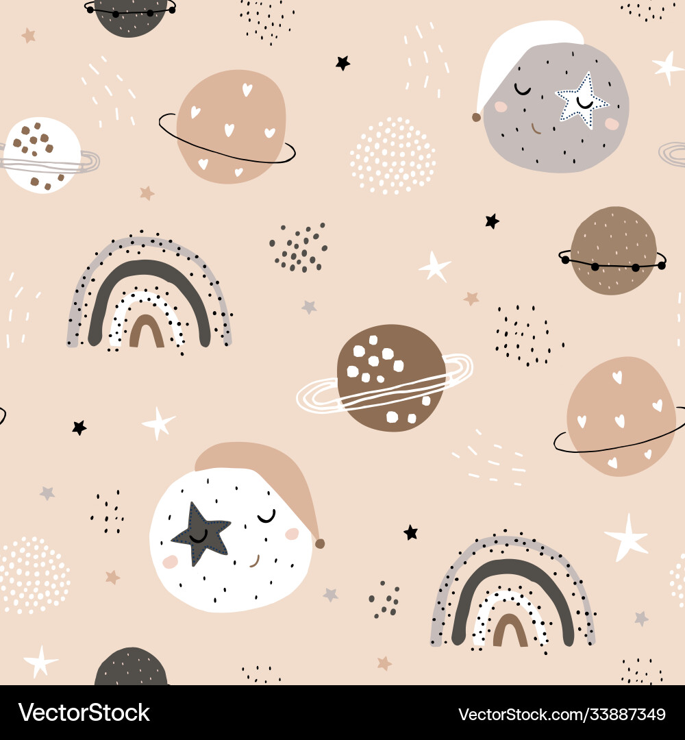 Charming Planetary Sleep Pattern Royalty Free Vector Image