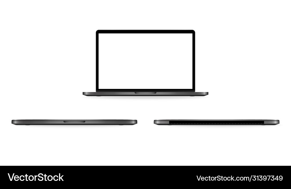 Laptop computer set front and back view Royalty Free Vector