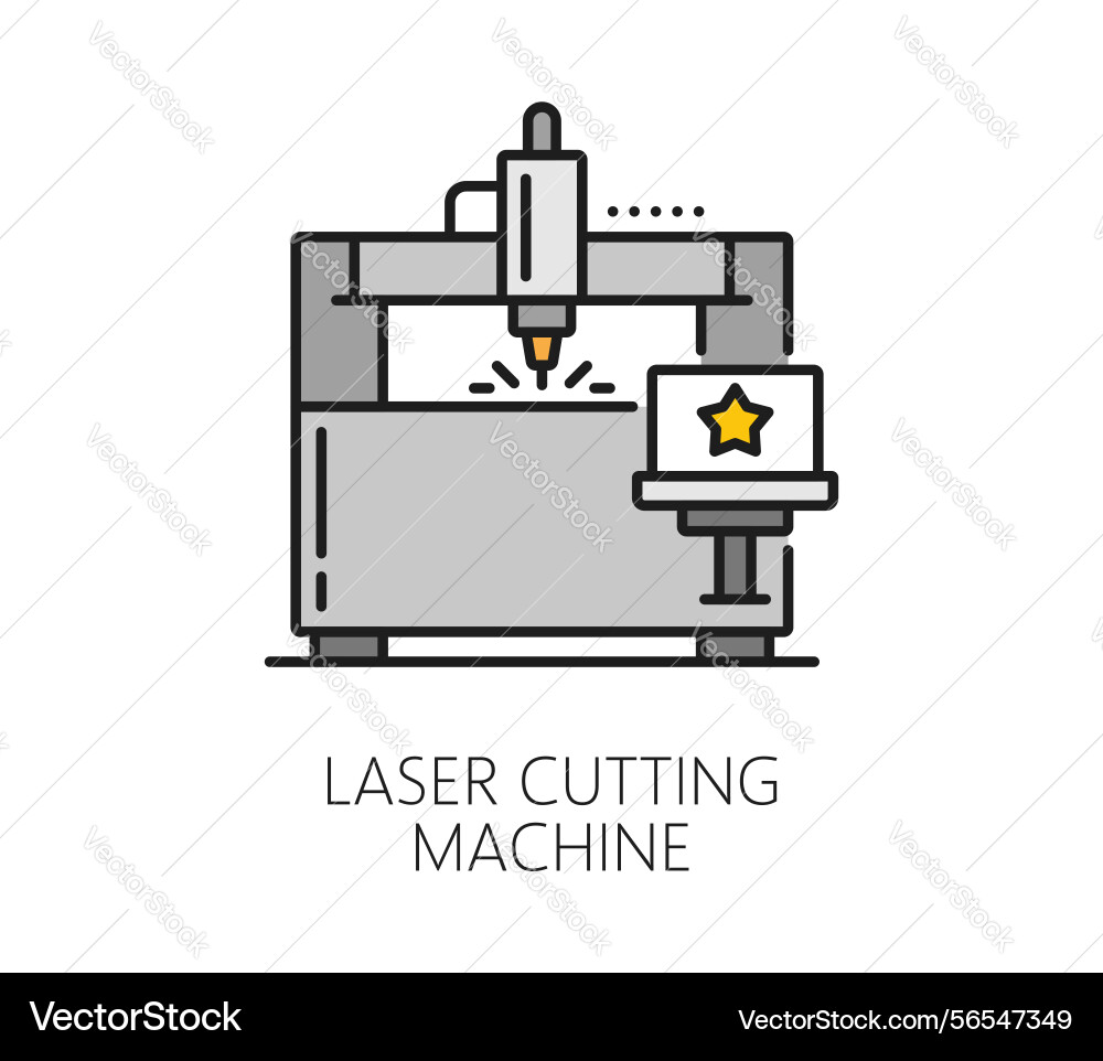 Laser cutting line icon of machine Royalty Free Vector Image