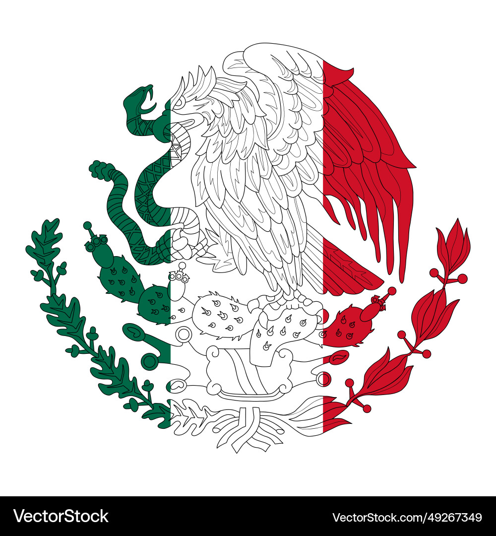 Mexican coat of arms with eagle symbol mexico Vector Image