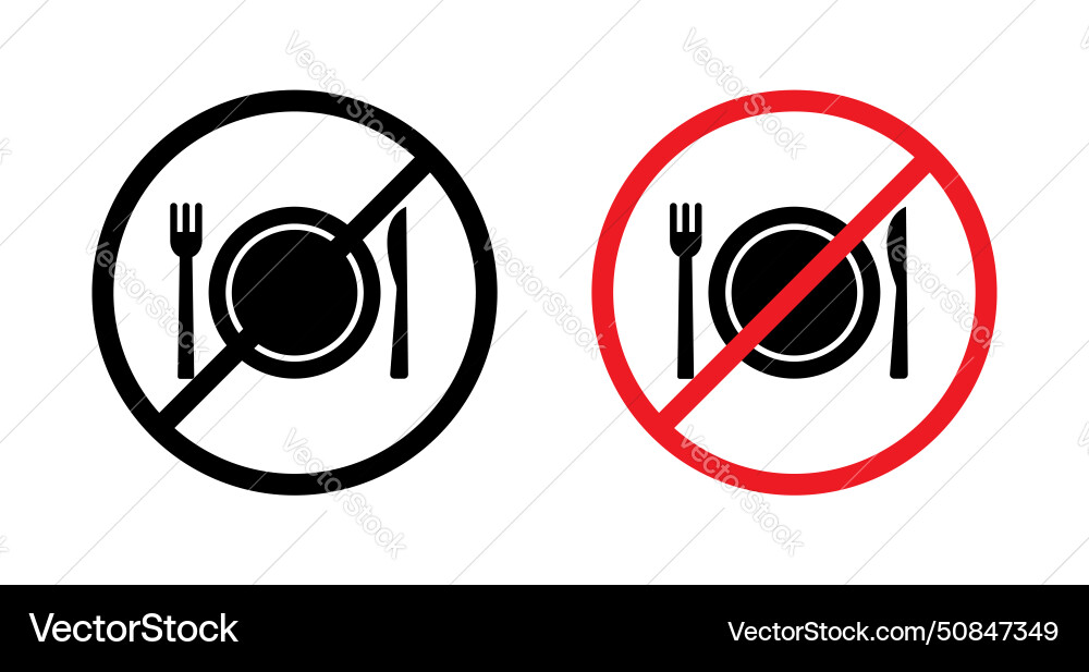 No eating sign icon set food consumption Vector Image