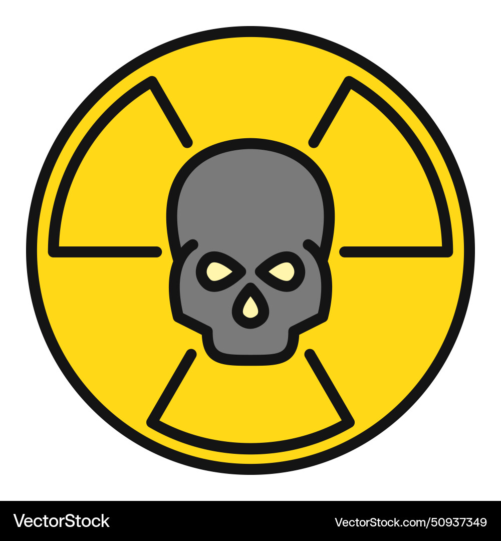 Radiation symbol with skull radiation colored Vector Image