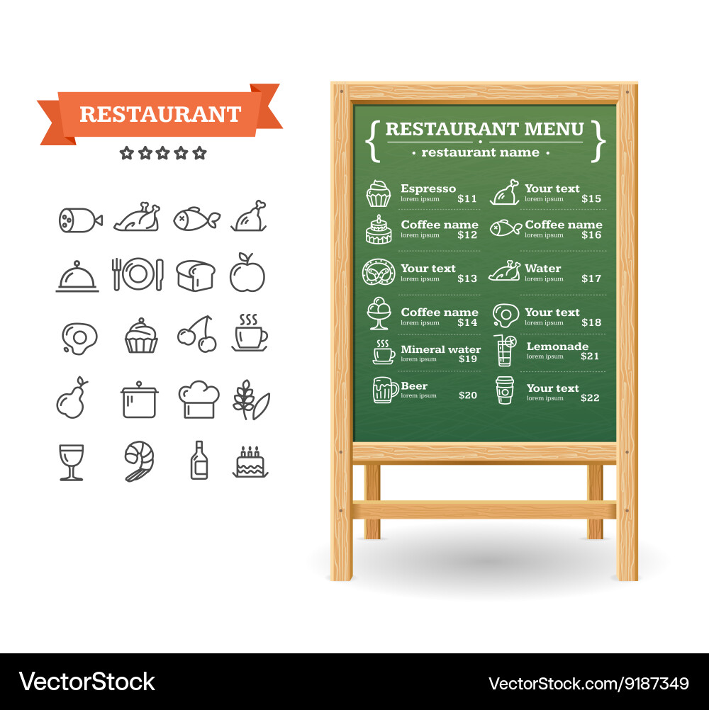 Restaurant menu board Royalty Free Vector Image