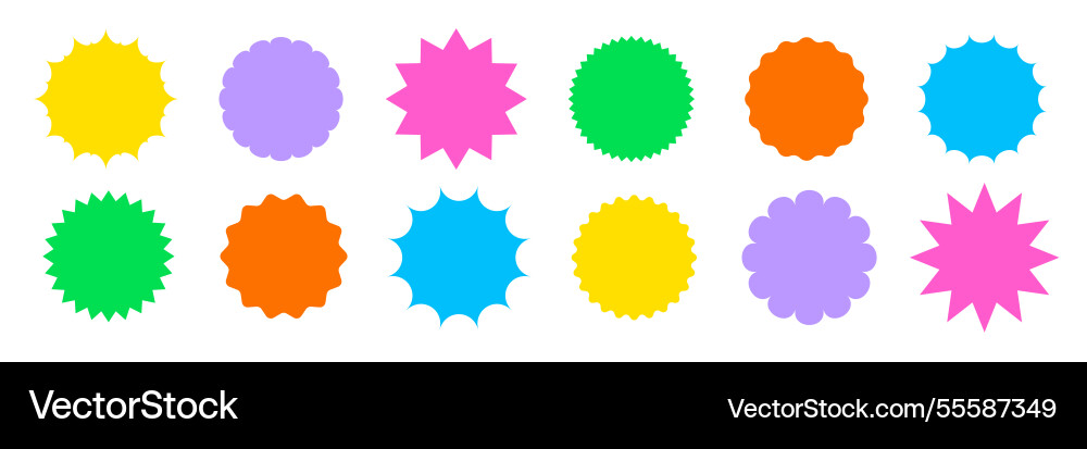Star round sticker tag icon shape set circle Vector Image