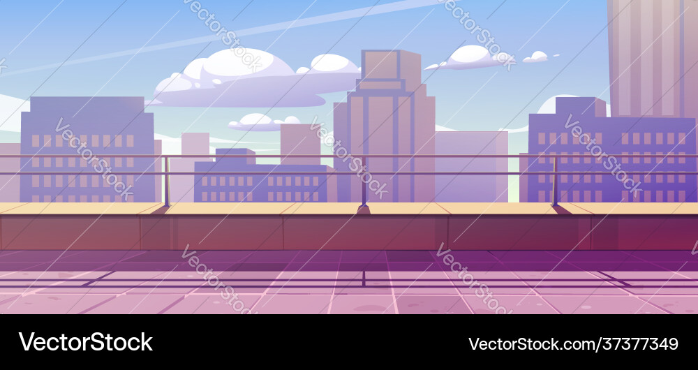 Terrace on rooftop or balcony with city view Vector Image