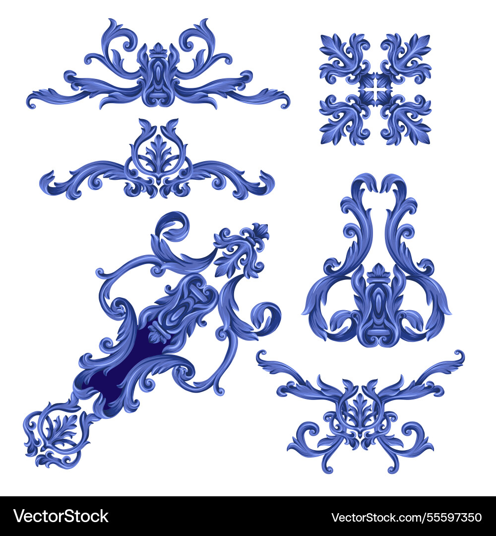 Baroque vintage elements isolated Royalty Free Vector Image