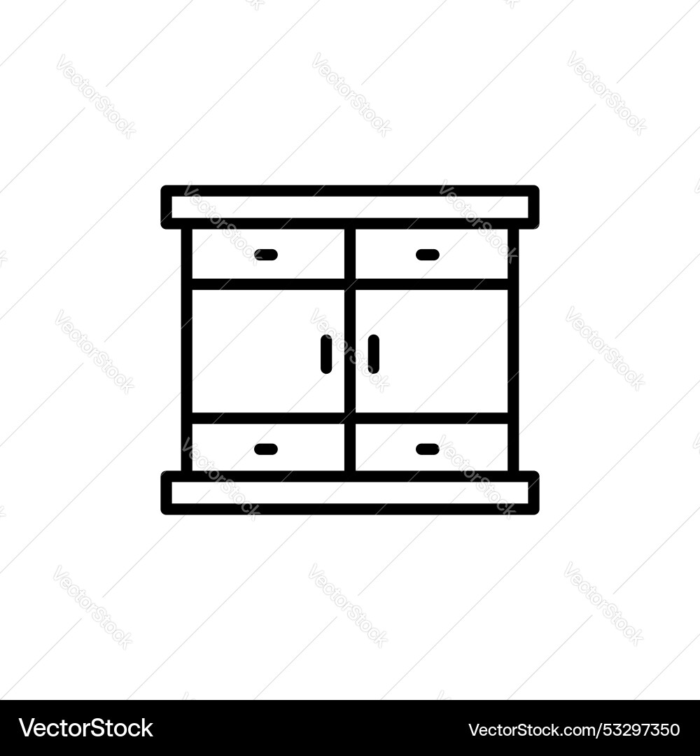 Cabinet icon set office drawer symbol storage Vector Image