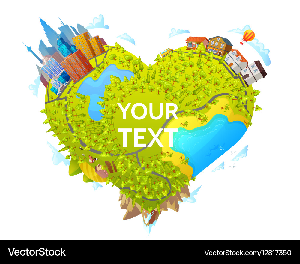 Heart shape map concept Royalty Free Vector Image