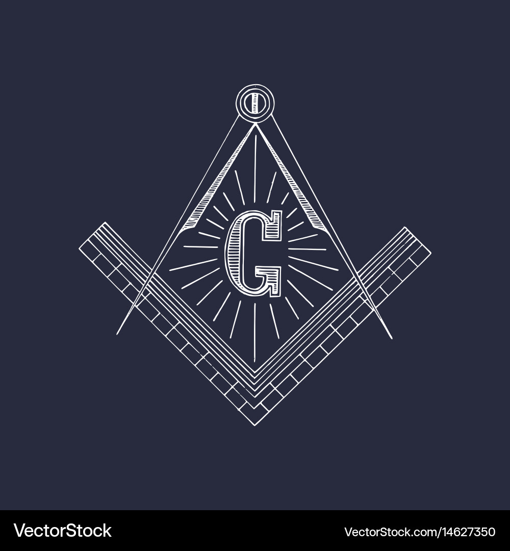 Masonic square and compass symbols hand drawn Vector Image