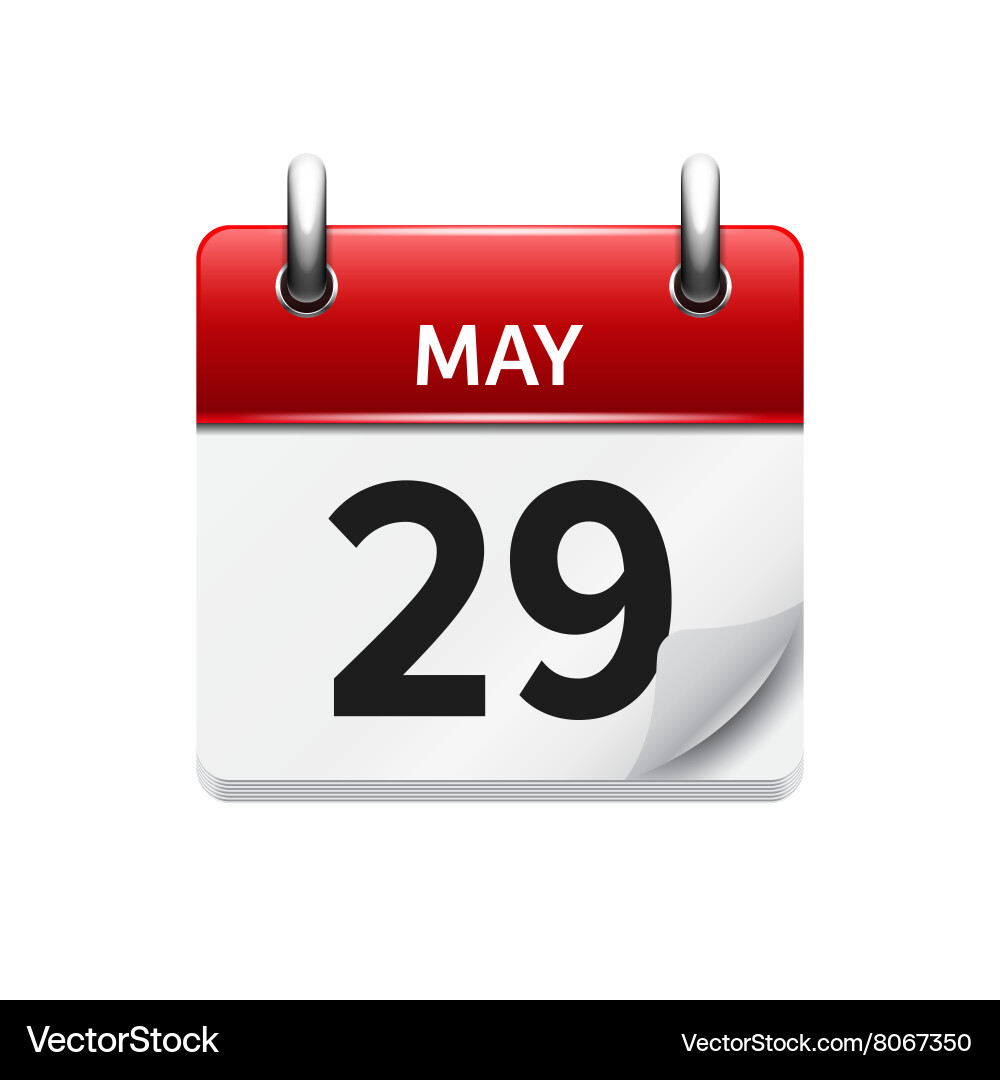 May 29 flat daily calendar icon date Royalty Free Vector