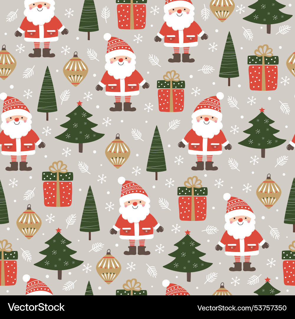 Seamless christmas pattern with santa claus Vector Image