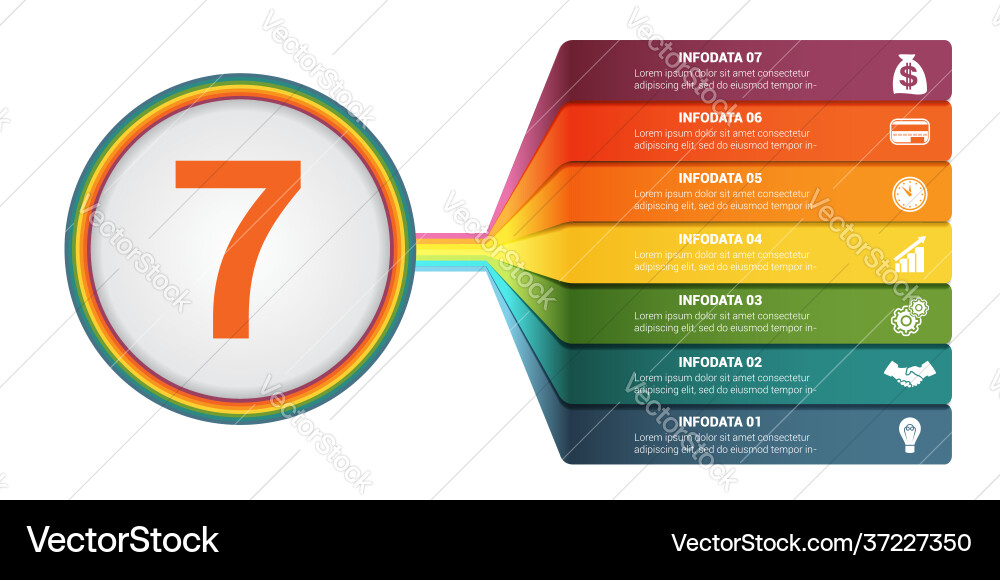 Template infographics 7 positions colourful Vector Image