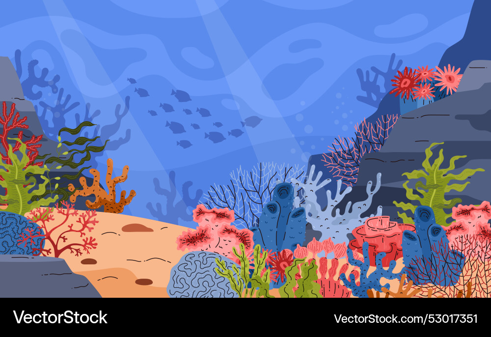 A coral reef with bright Royalty Free Vector Image