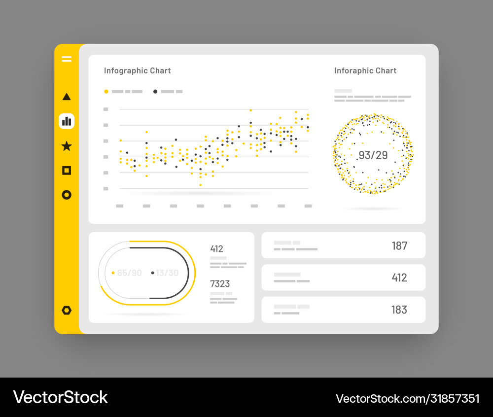 Dashboard UI & UX Infographic Kit Royalty Free Vector