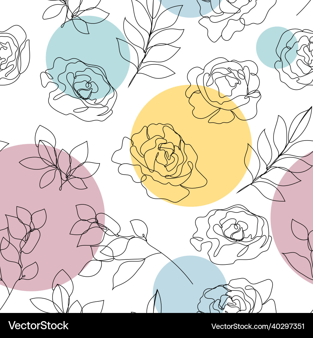 Flower rose linear seamless background Royalty Free Vector