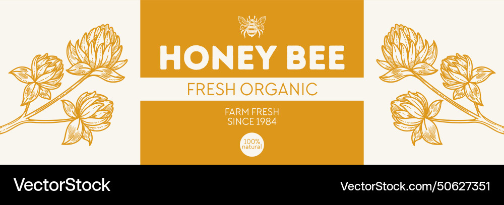 Honey bee organic label Royalty Free Vector Image