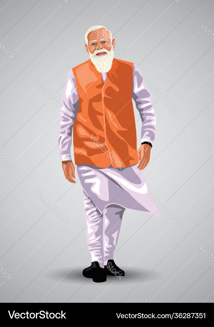 Indian prime minister narendra modi walking full Vector Image