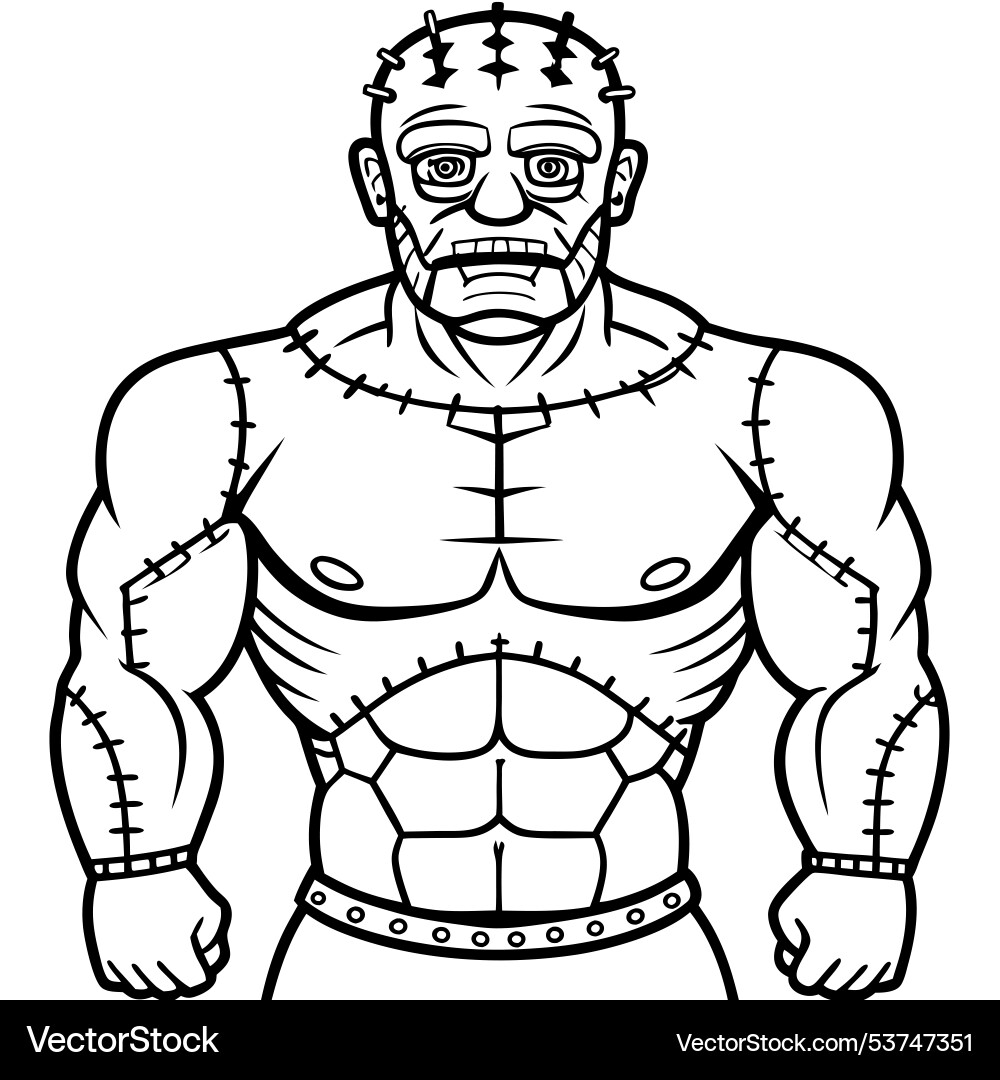 Intense muscular frankenstein like monster Vector Image
