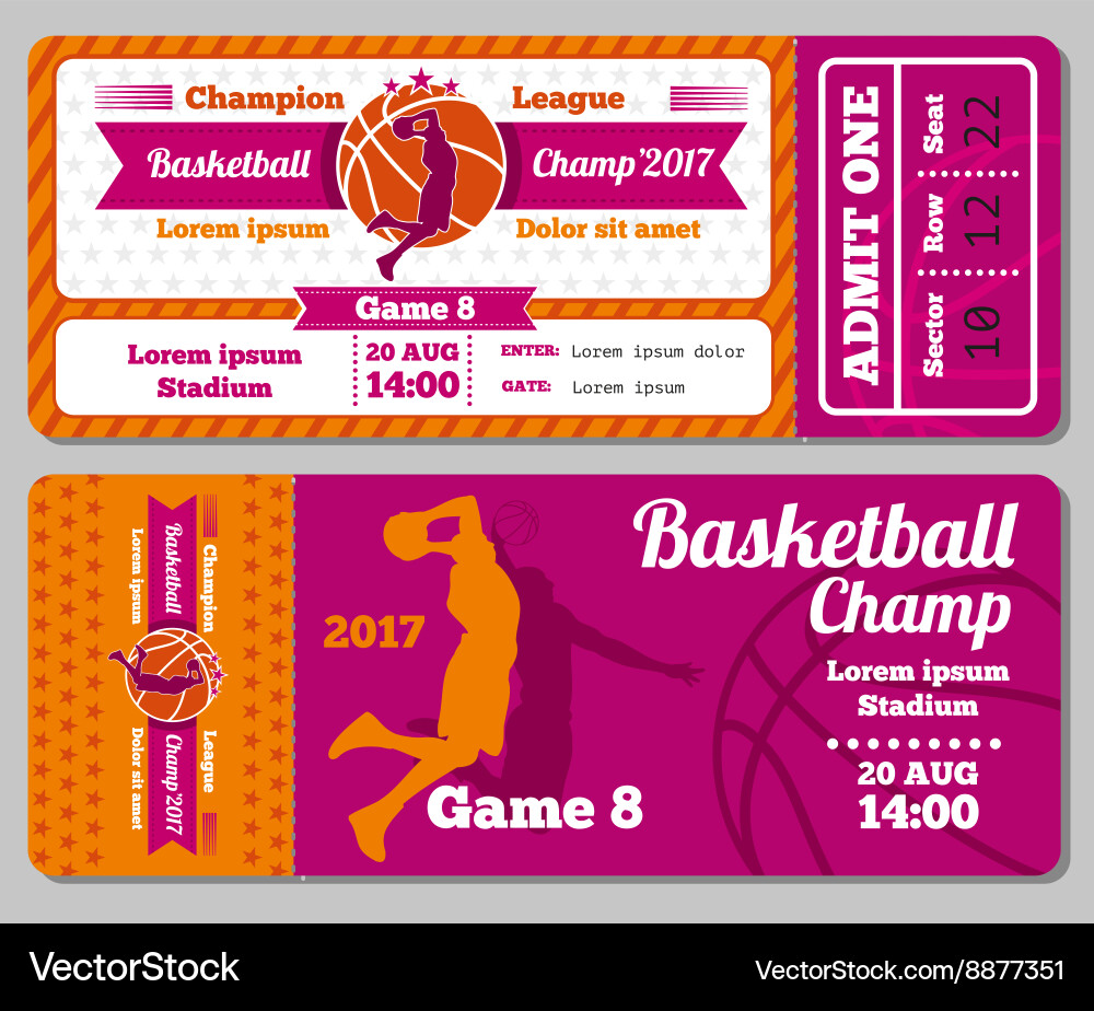Modern basketball ticket template Royalty Free Vector Image