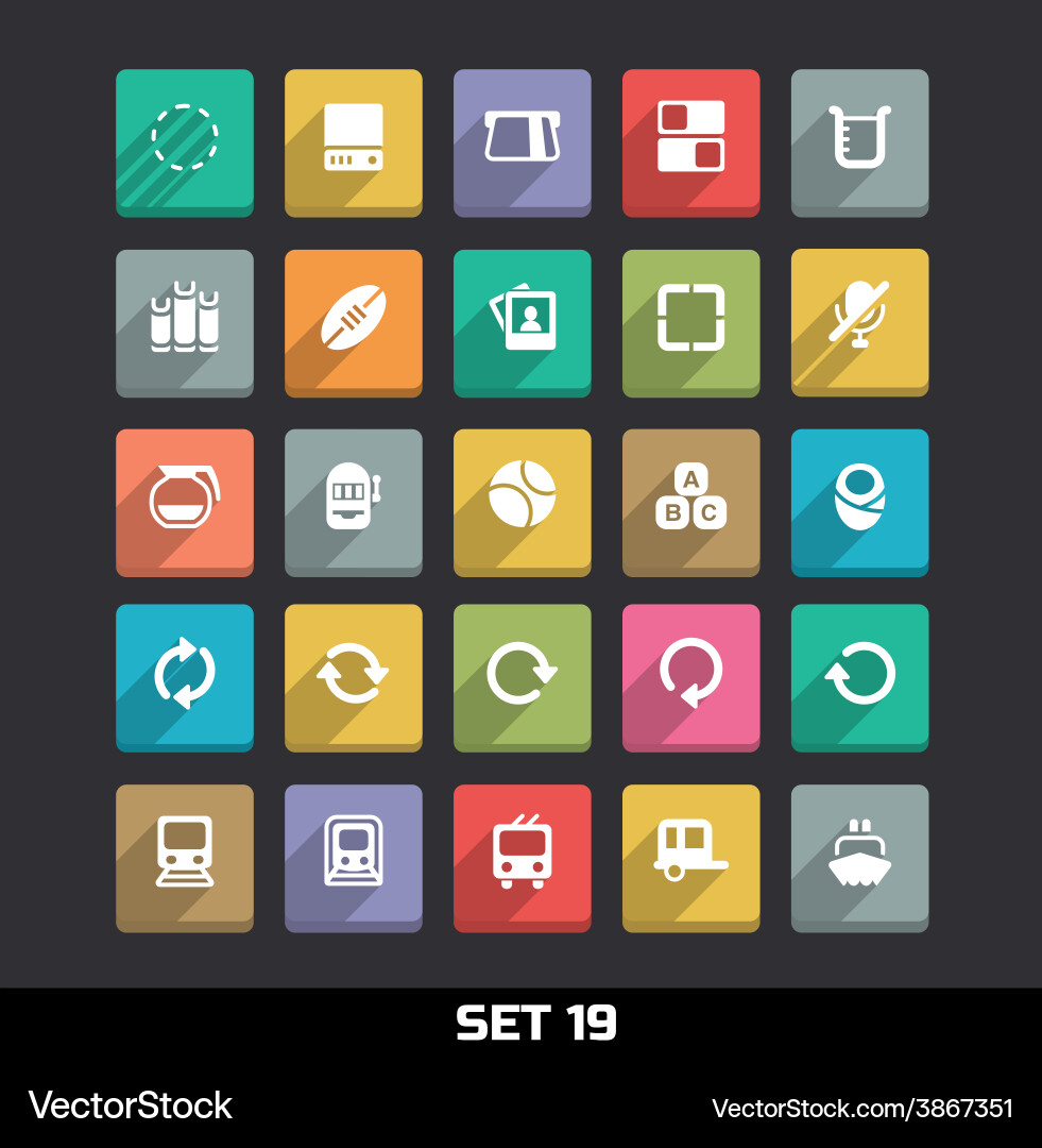 Modern Flat Icons with Long Shadows Royalty Free Vector