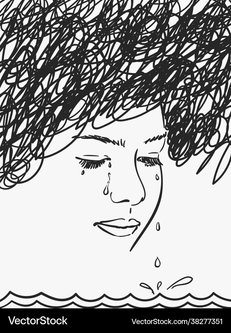 Sea tears dripping from eyes depressed Royalty Free Vector