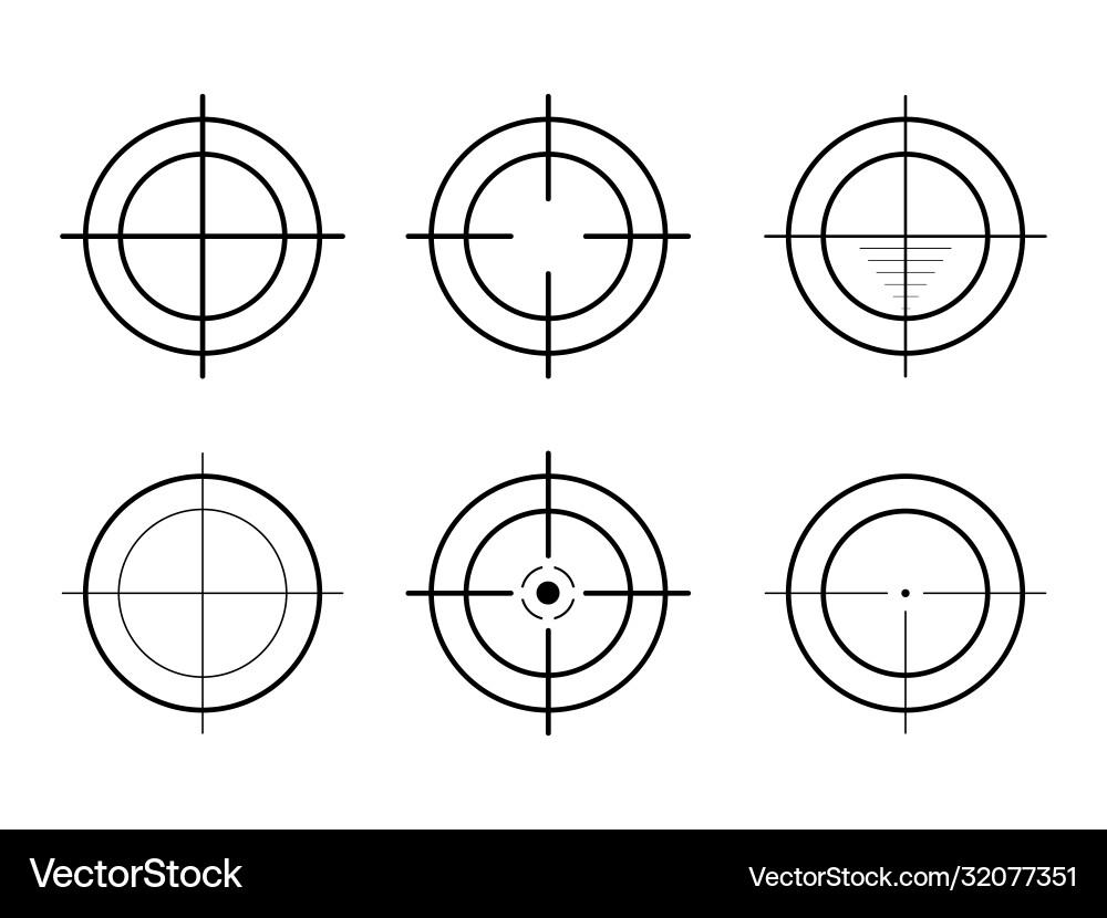 Sniper rifle scope weapon aim set targets Vector Image
