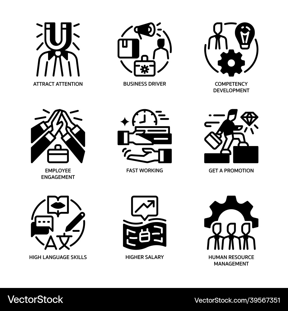 Talent management icon set Royalty Free Vector Image